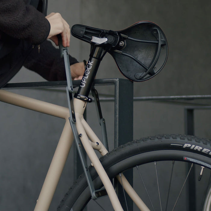 UPLOCK bicycle lock set including seat post